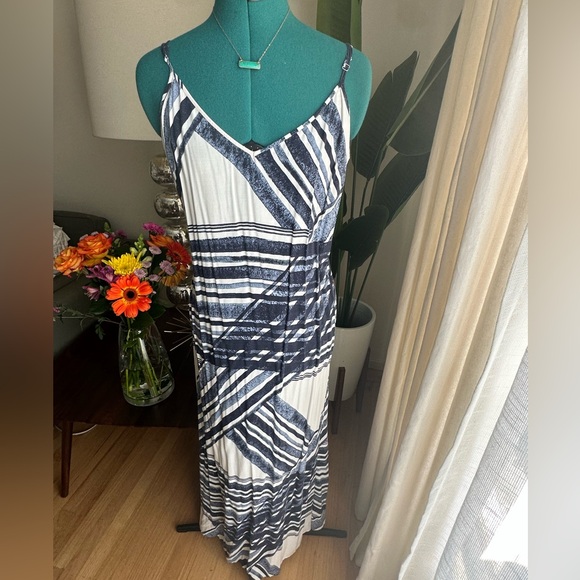 LOFT | Dresses | Loft Navy Striped Maxi Dress | Poshmark